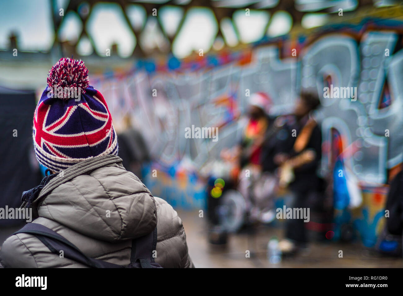 Brick Lane Busking - London Busking - a man in a Union Jack bobble hat ...