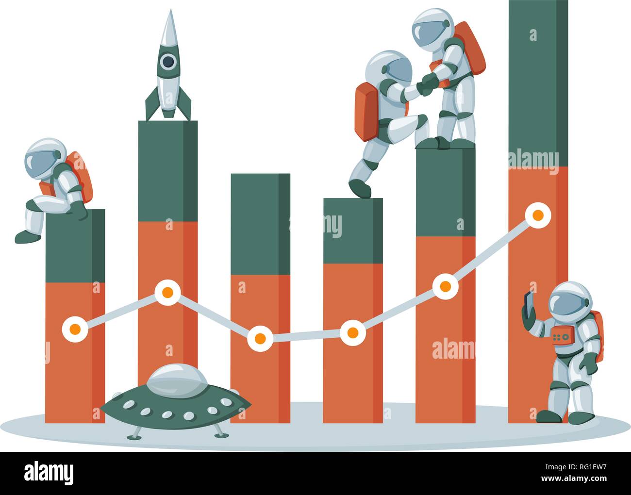 Business and data analysis statistics concept with characters flat ...