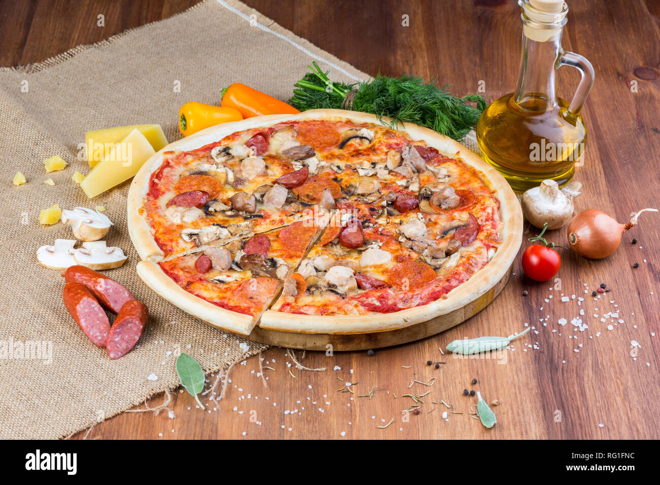 Delicious homemade pizza Stock Photo - Alamy