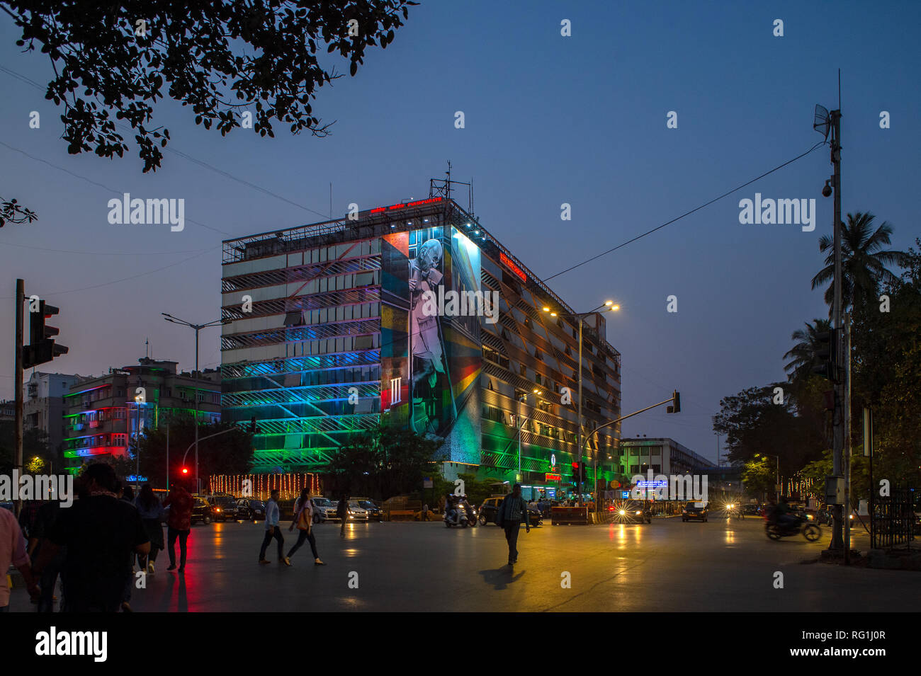 26-Jan-2019- facade of churchgate railway station illuminated for ...