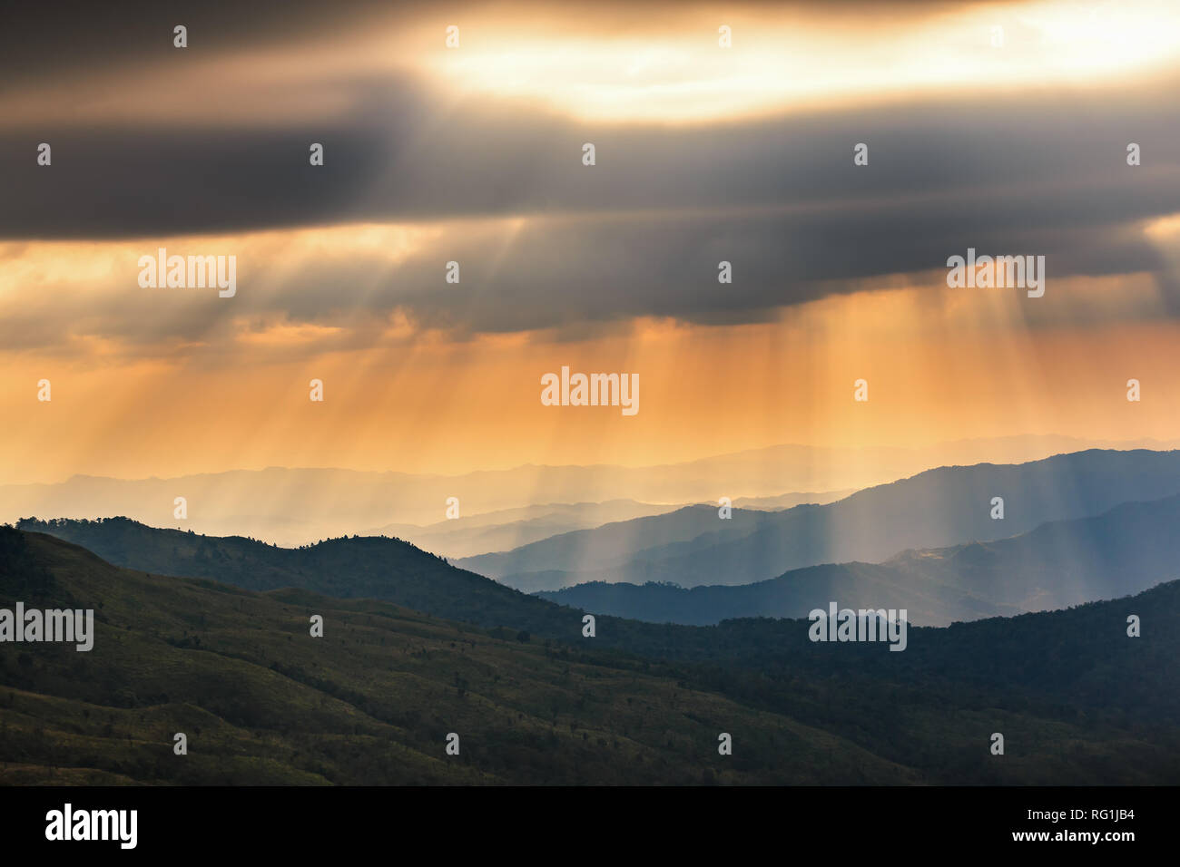 A beautiful sun rays with clouds in the morning used as for background ...