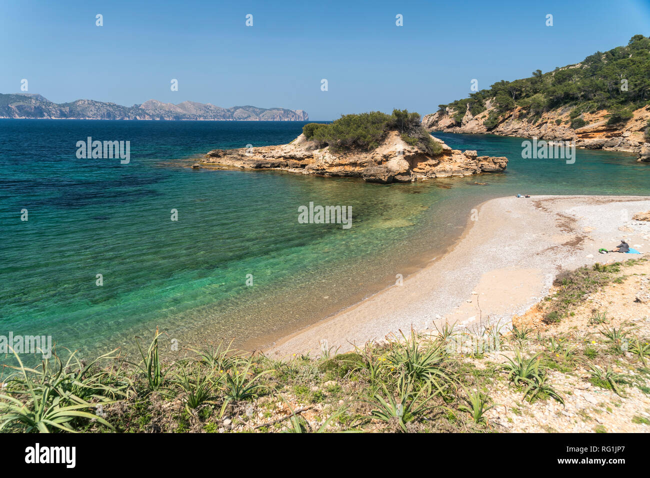 Kiesstrand Playa S'illot, Halbinsel Victoria, Mallorca, Balearen ...