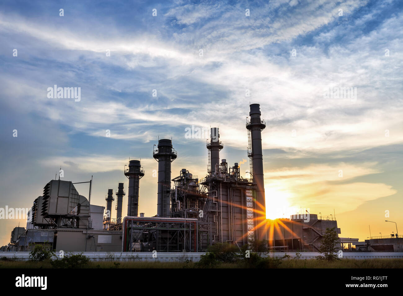 Natural gas combine electric power plant in the morning Stock Photo - Alamy