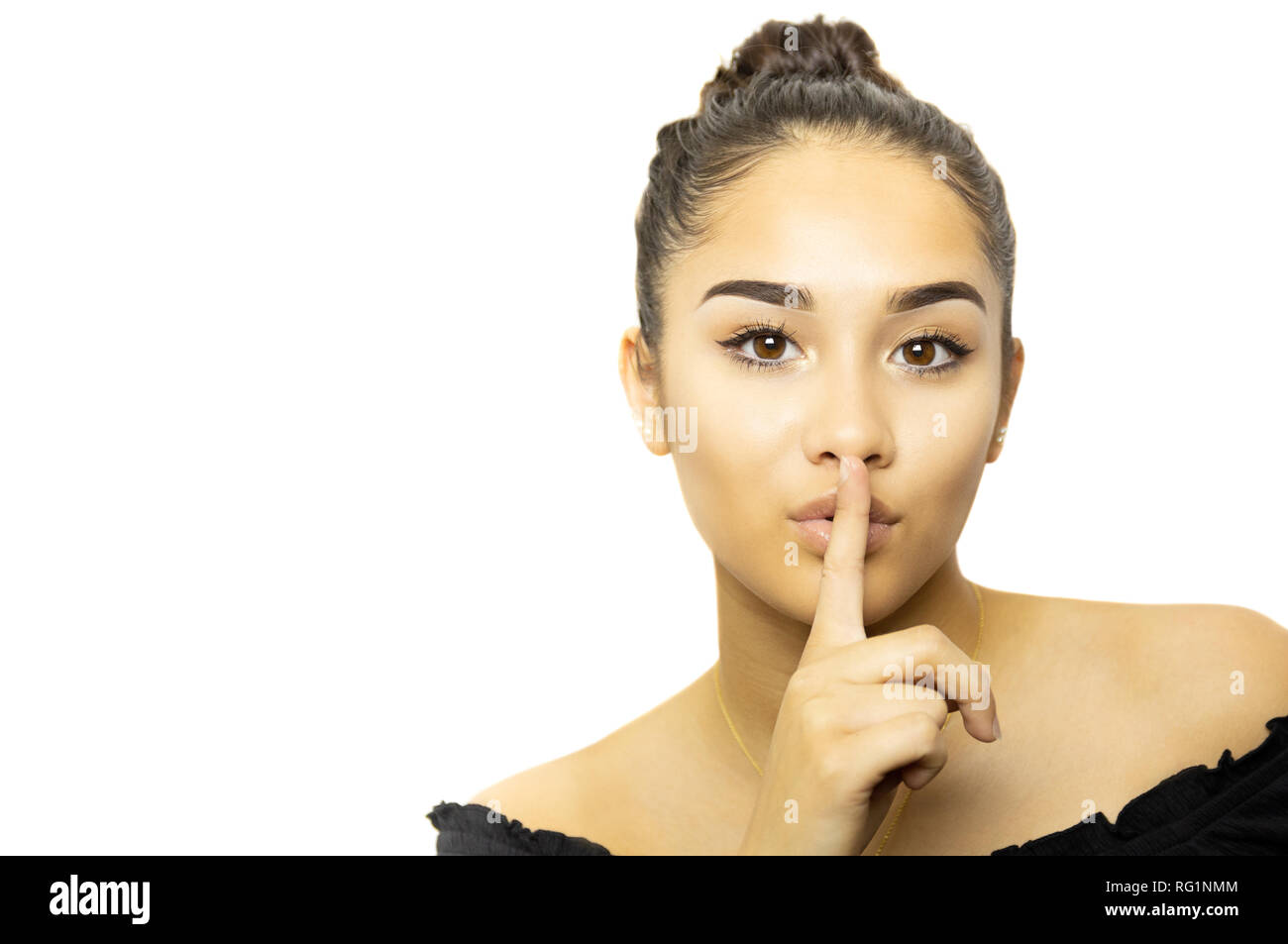 Mixed race young woman face portrait isolated on white background Stock ...