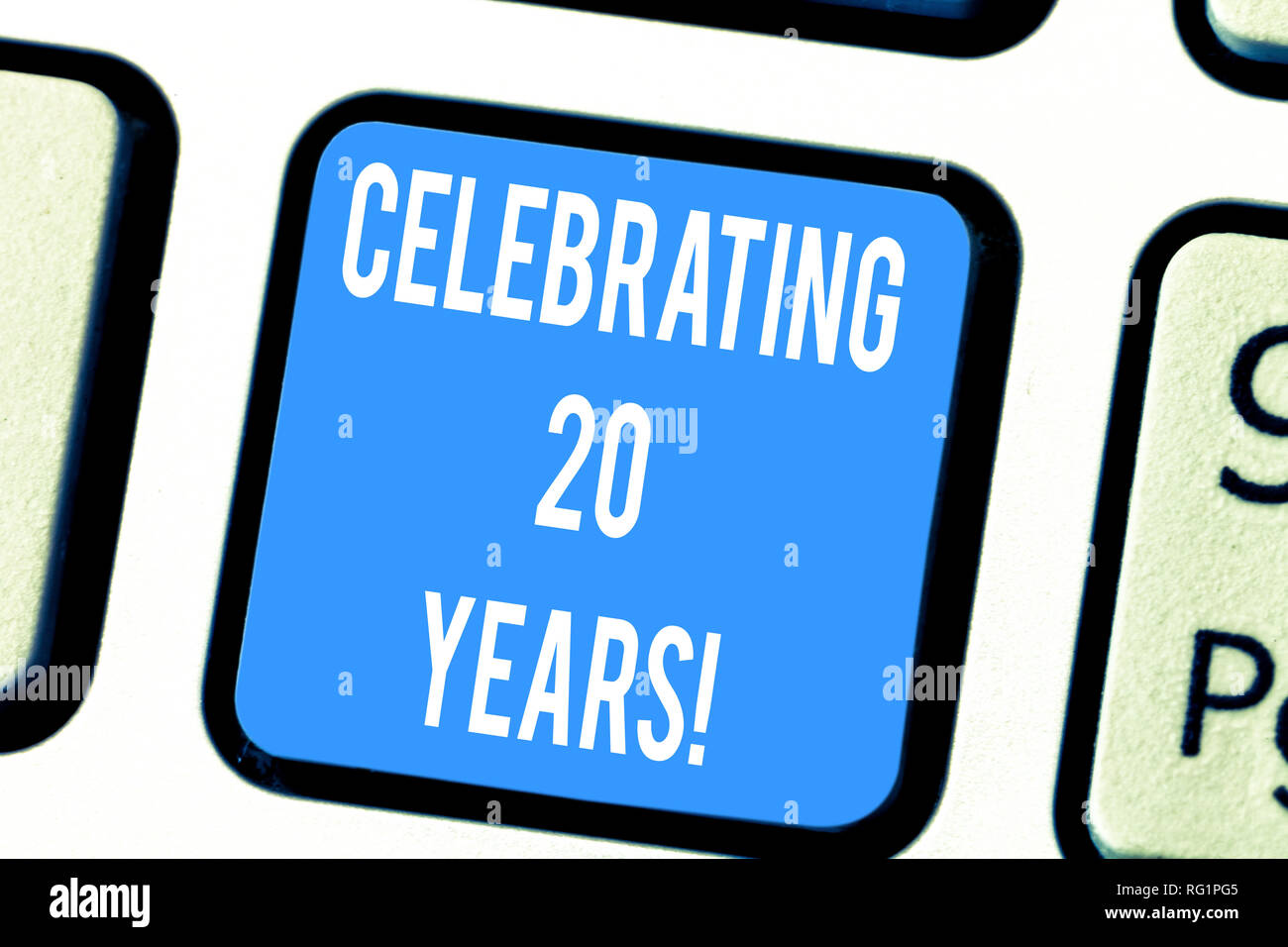 Word writing text Celebrating 20 Years. Business concept for ...