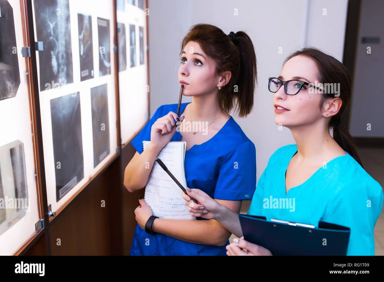 group of doctor studying the sections of the brain. The concept of ...