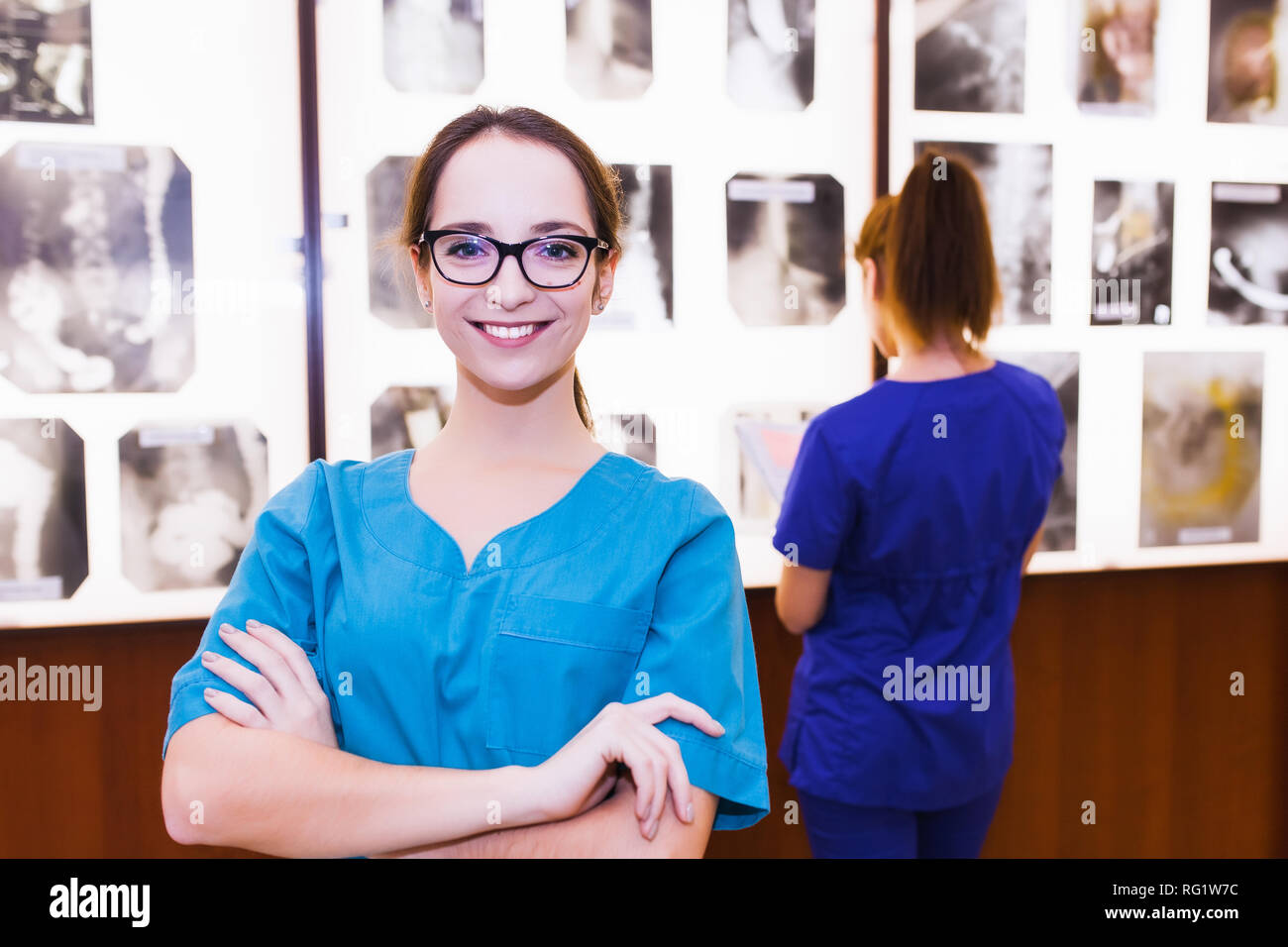 group of doctor studying the sections of the brain. The concept of ...