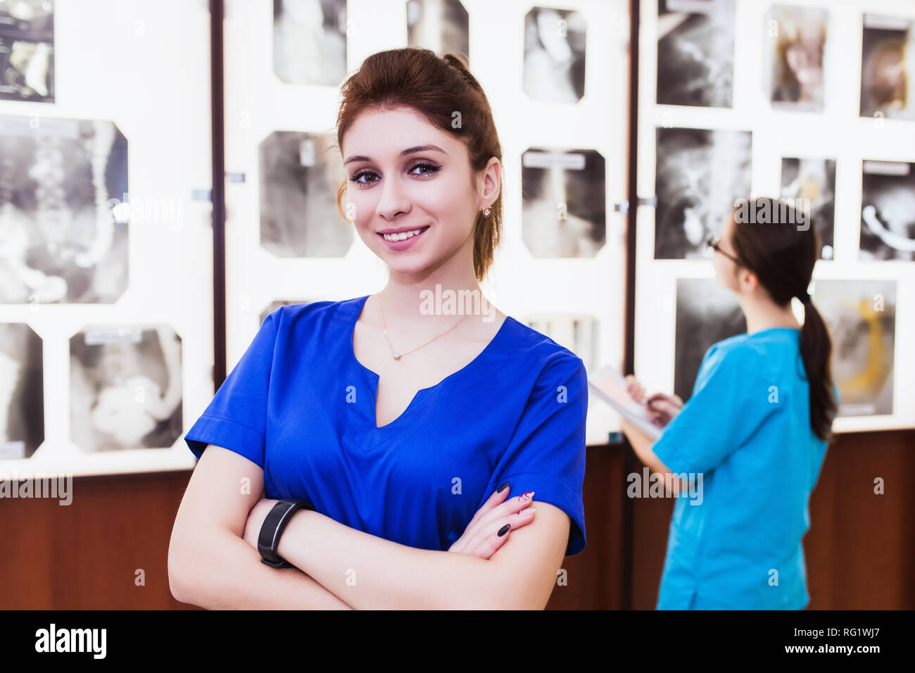group of doctor studying the sections of the brain. The concept of ...