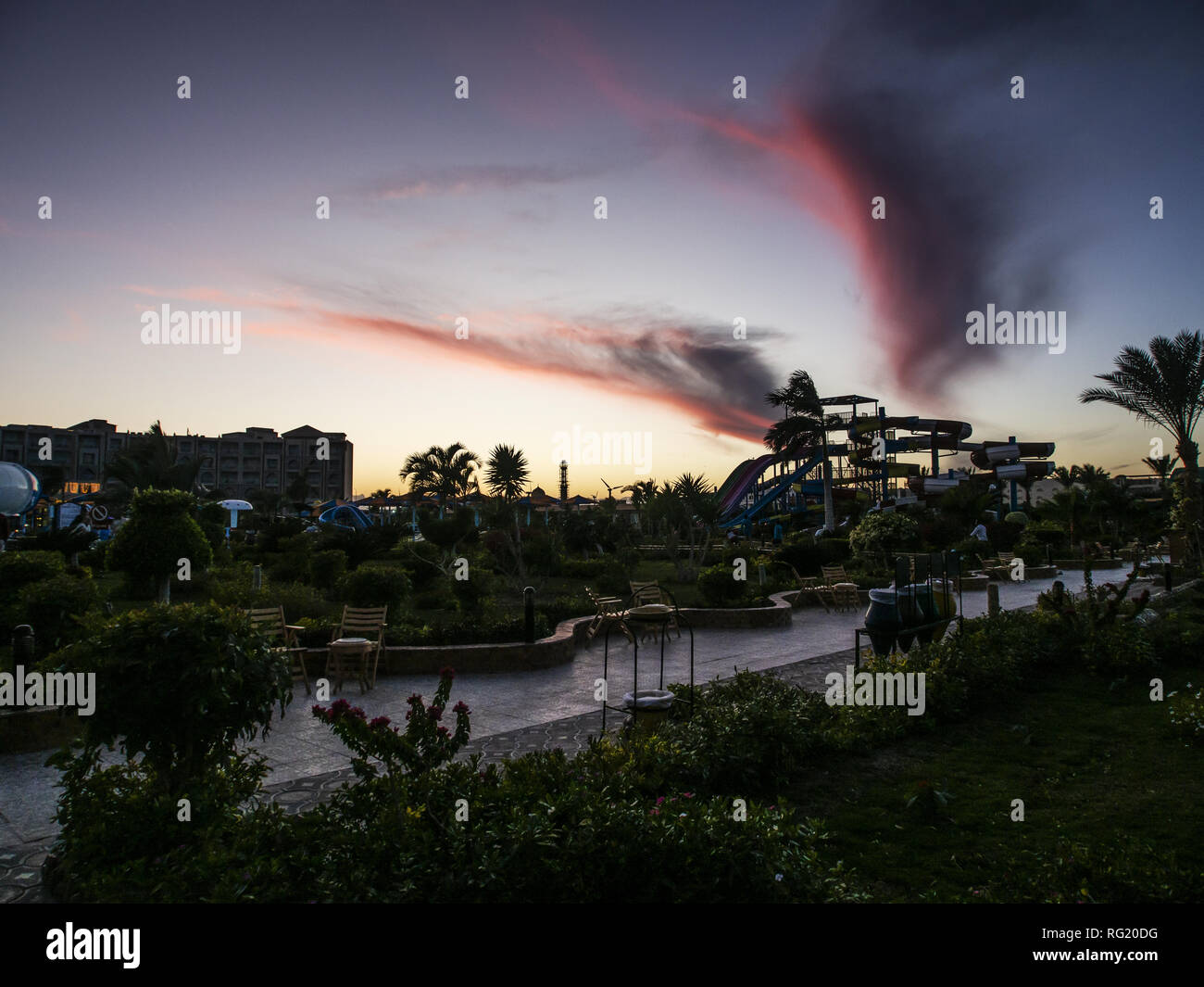 Hurghada, Egypt. 17th Jan, 2019. Red clouds seen during sunset in ...