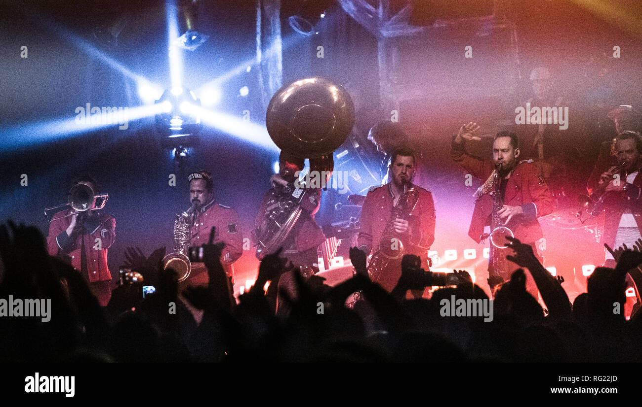 Denmark, Copenhagen - January 26, 2019. The German techno marching band ...
