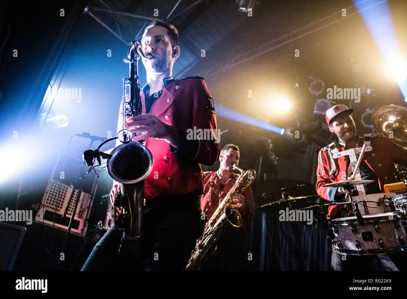 Denmark, Copenhagen - January 26, 2019. The German techno marching band ...