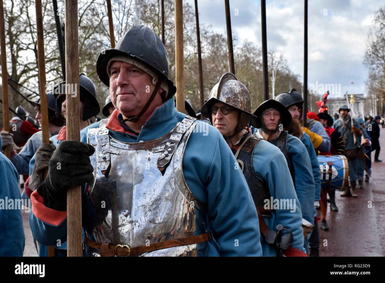 The Mall, London, UK. 27th January 2019. Members of the English Civil ...