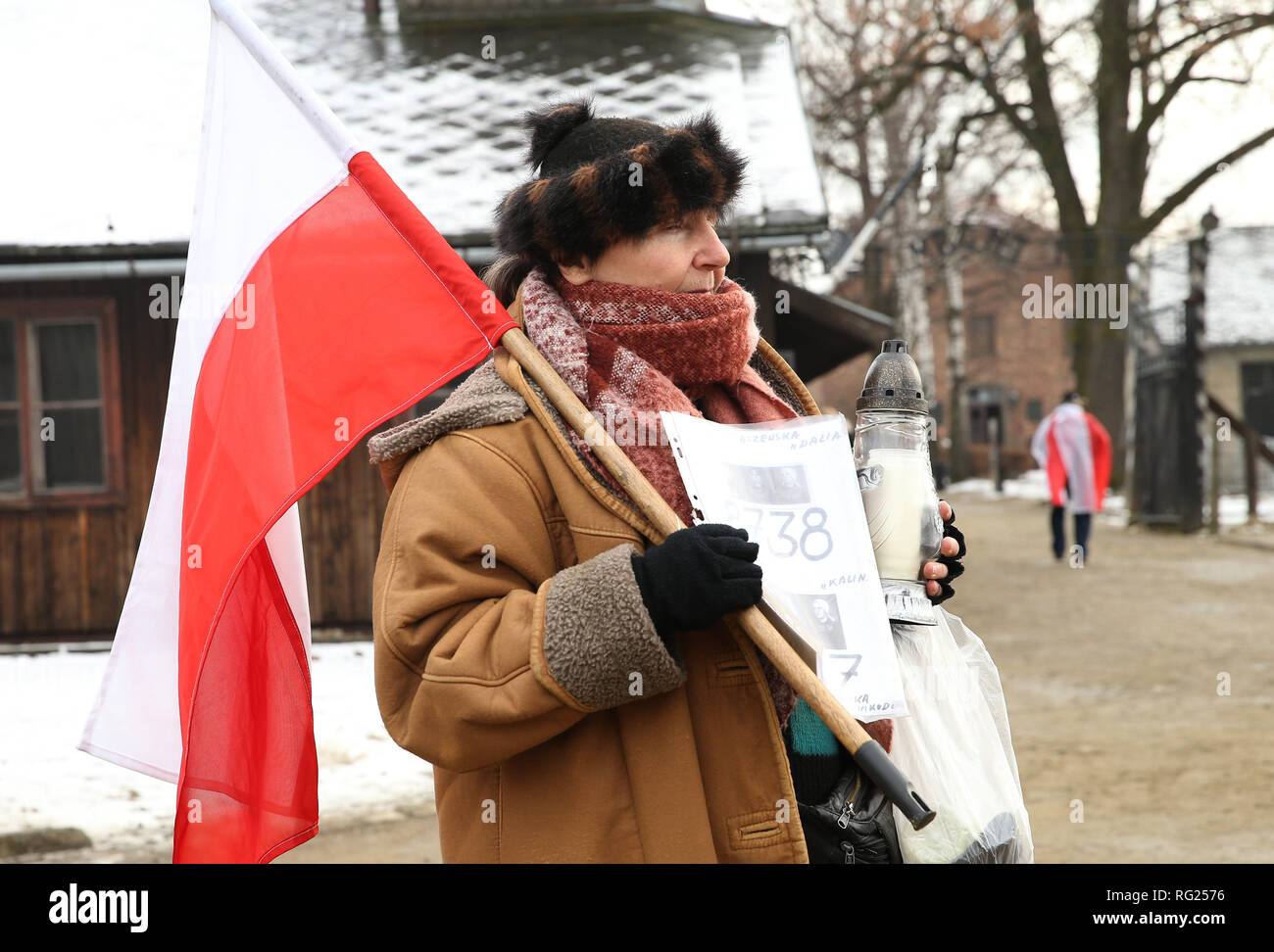 Oswiecim, Poland. 27th Jan, 2019. Poles, Polish patriots, with national ...