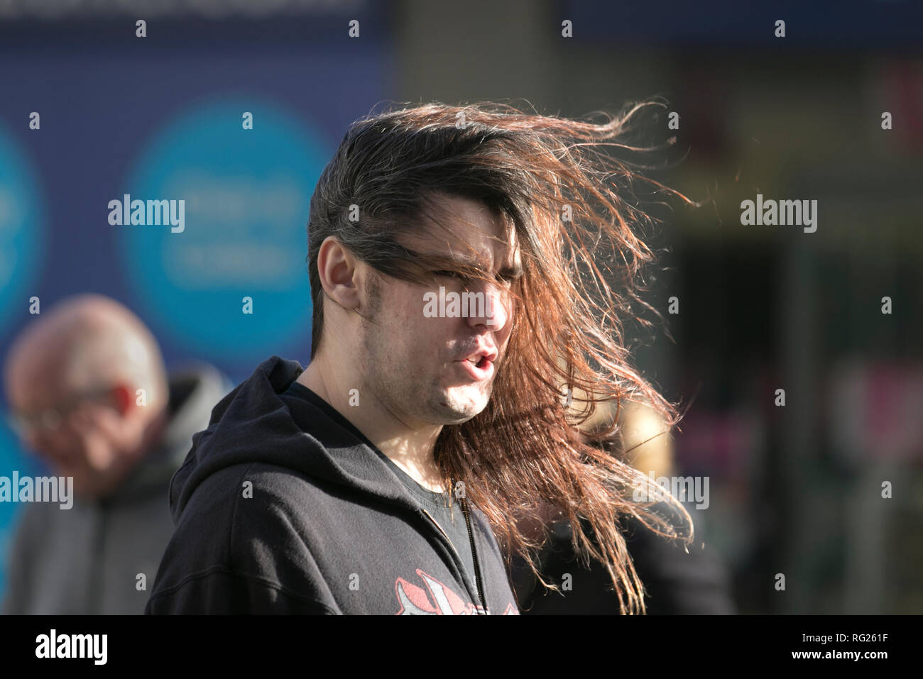 Man swept away wind hi-res stock photography and images - Alamy
