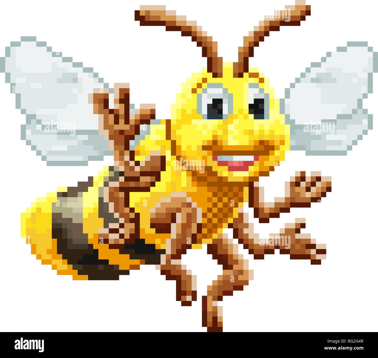 Honey Bee 8 Bit Pixel Game Art Cartoon Character Stock Vector Image ...