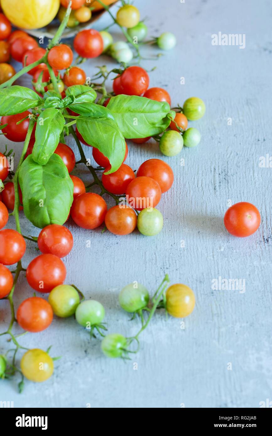 Fresh cherry tomatoes on a gray background, cherry tomatoes for ...