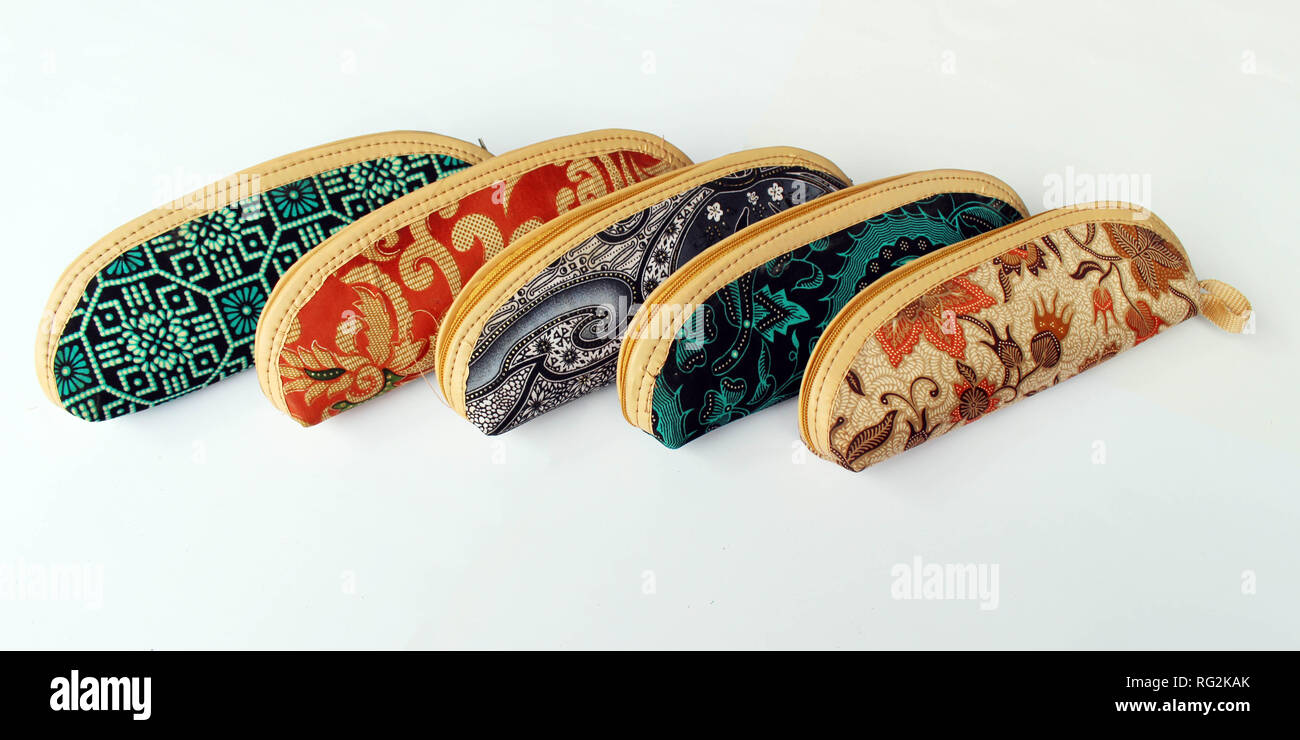 A pencil case in Javanese cloth called batik. Exotic Stock Photo - Alamy