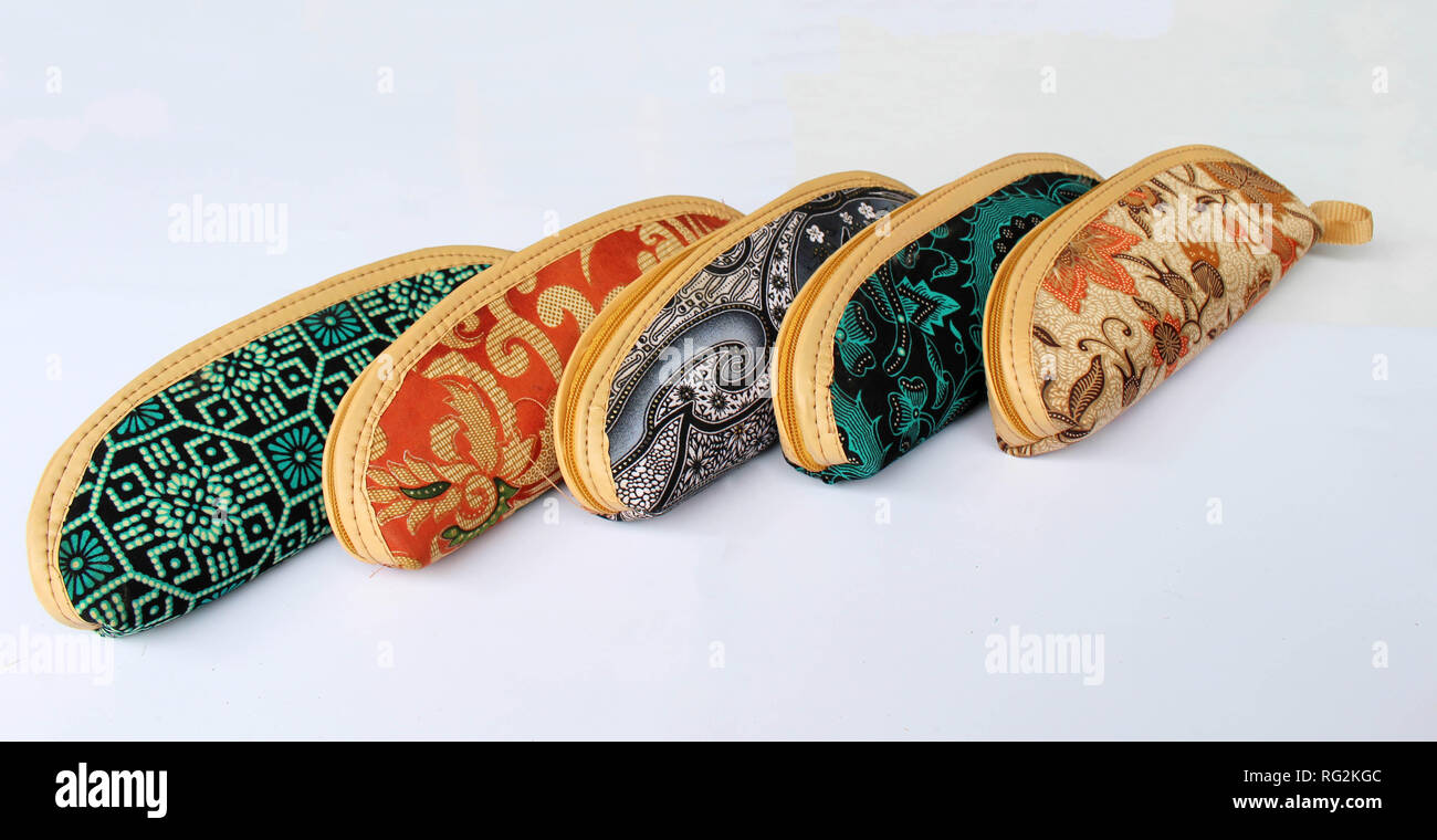 A pencil case in Javanese cloth called batik. Exotic Stock Photo - Alamy