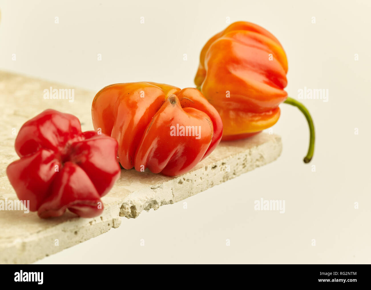 Colourful Scotch Bonnet hot pepper, food still-life photograph Stock ...