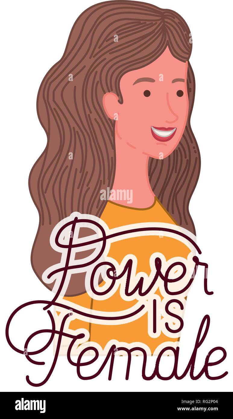 woman with label power is female avatar character Stock Vector Image ...