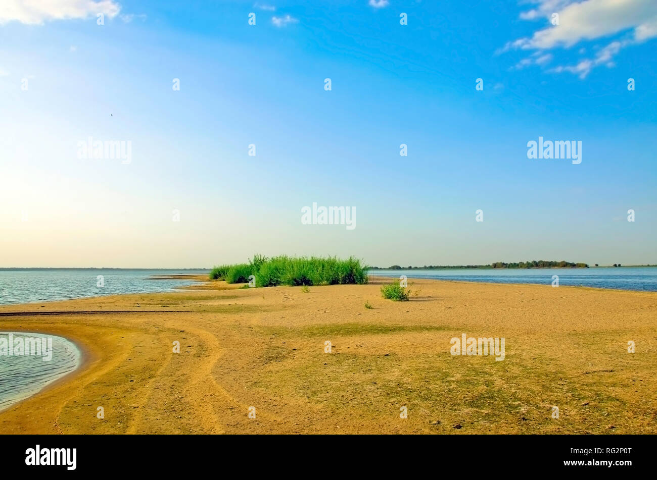 In the photo a beautiful landscape of the Volga river in Russia Stock ...