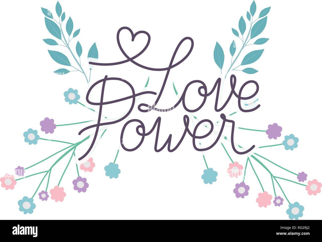 love power label with flower isolated icon Stock Vector Image & Art - Alamy