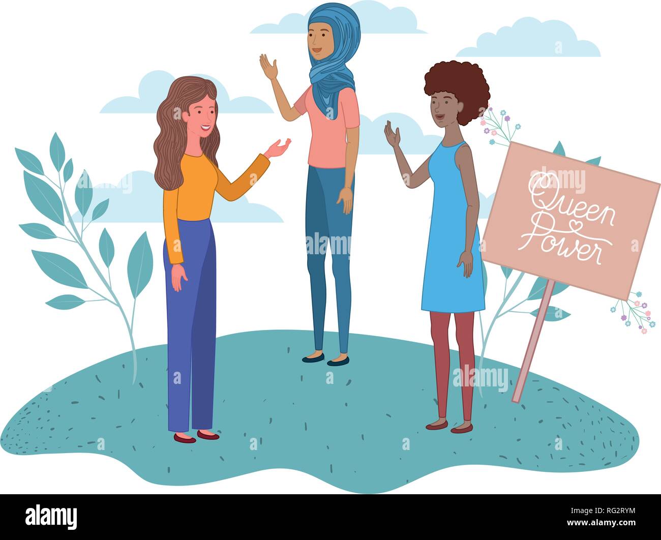 women with label queen power avatar character Stock Vector Image & Art ...