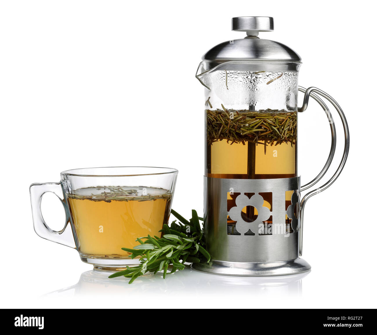Fresh rosemary and tea cup isolated on white background Stock Photo - Alamy