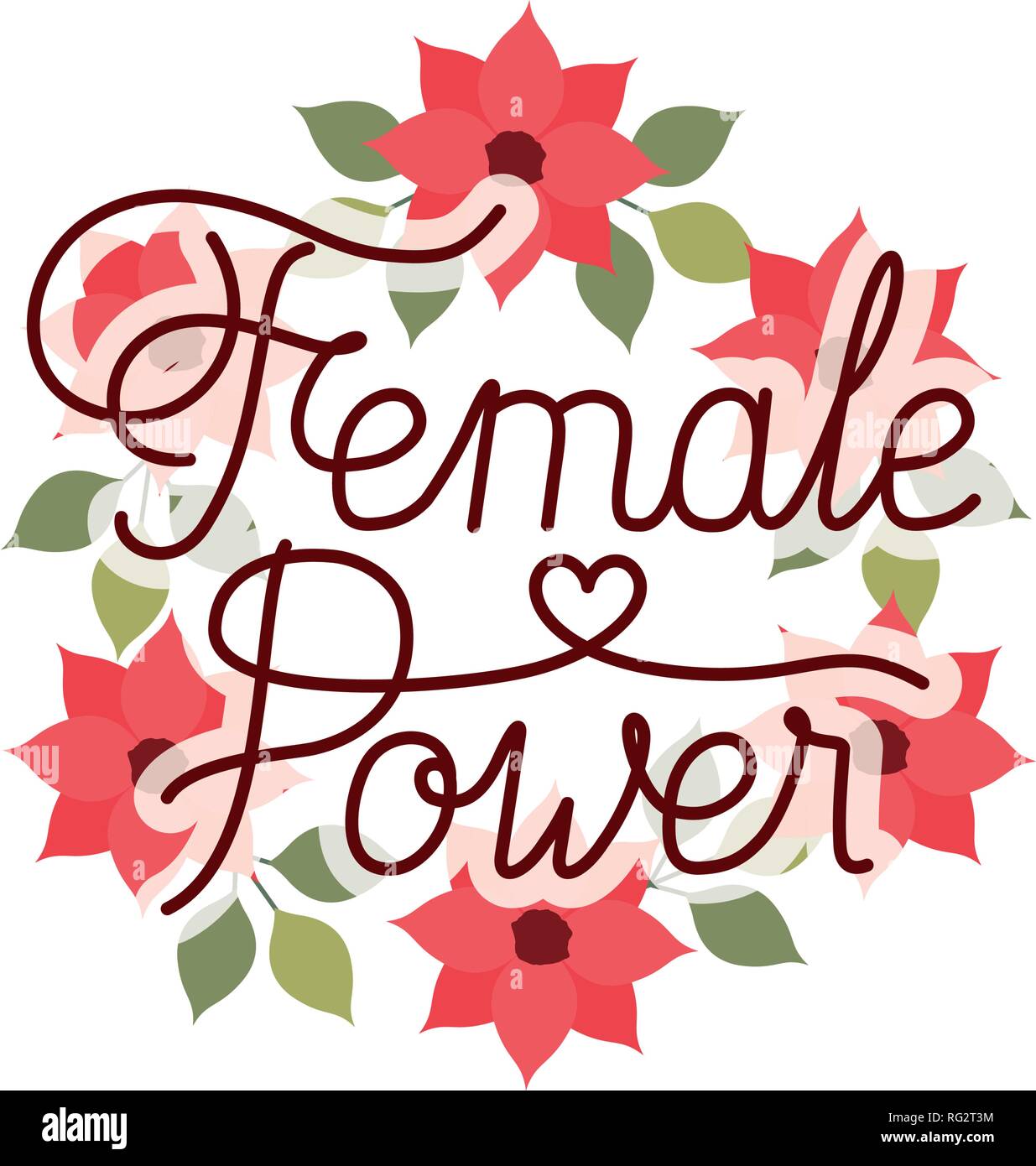 female power label with crown of flowers isolated icon Stock Vector ...