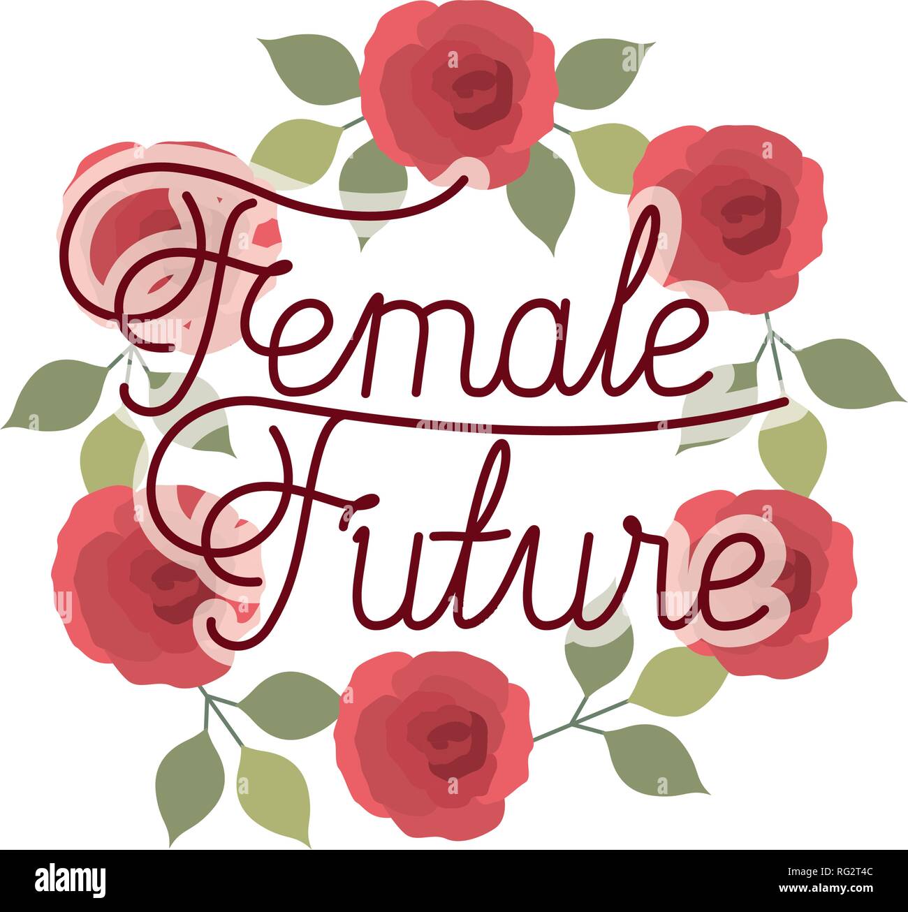 female future label with crown of flowers isolated icon Stock Vector ...