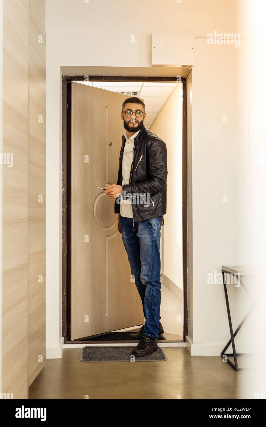 Man entering hi-res stock photography and images - Alamy