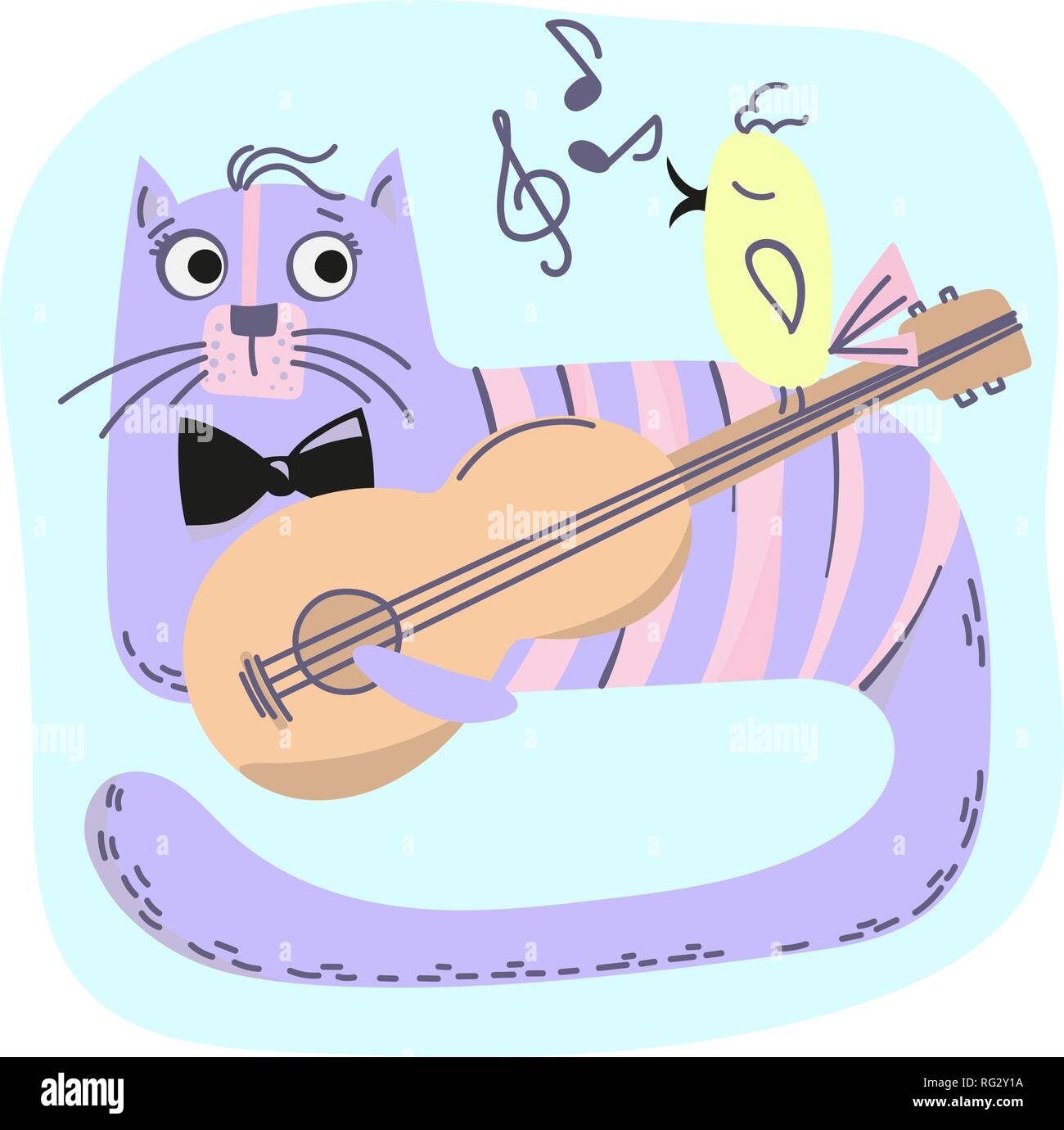 MUSIC CAT Comic Animal Cartoon Vector Illustration Set for Print ...