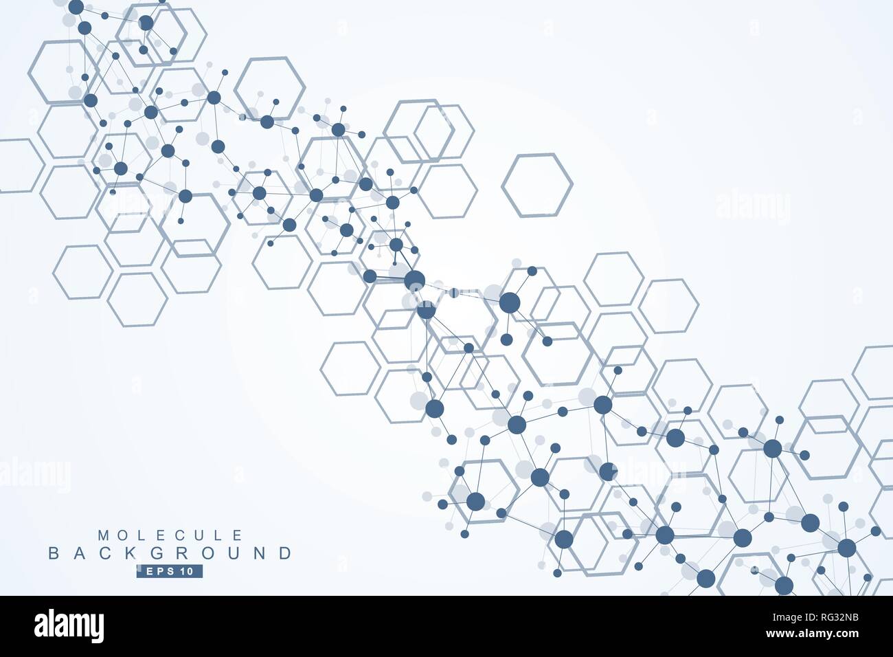 Science network pattern, connecting lines and dots. Technology hexagons ...