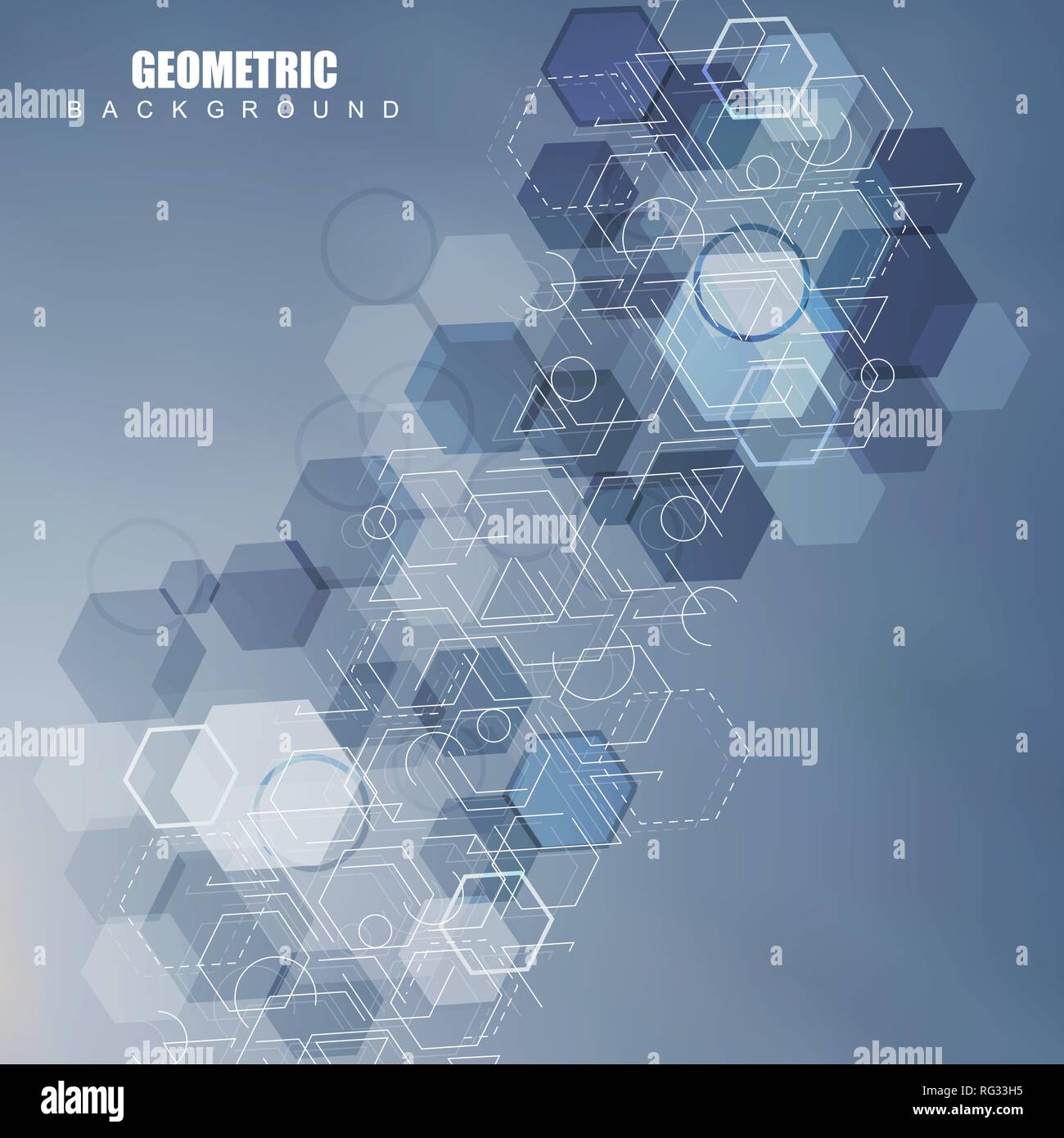 Hexagonal abstract background. Big Data Visualization. Global network connection. Medical ...