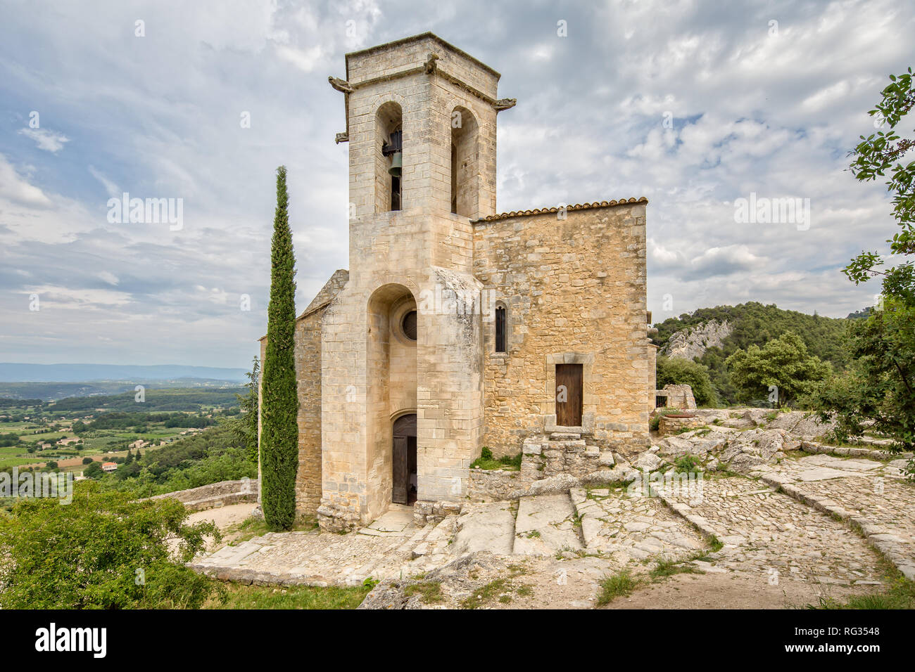 View of the Landscape of Luberon with the Church of Notre Dame Dalidon ...