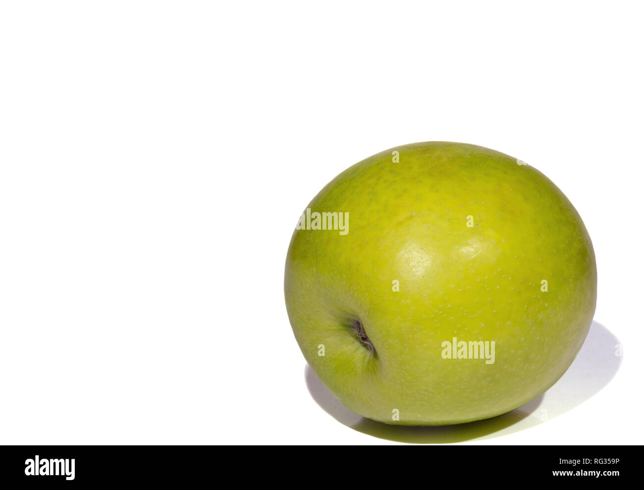image of one big green apple on white background Stock Photo - Alamy