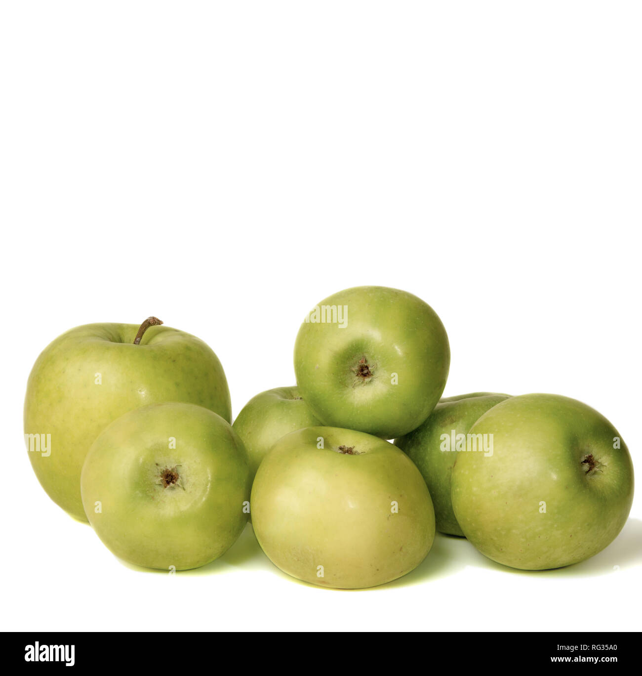 image of a bunch of green apples on white background Stock Photo - Alamy