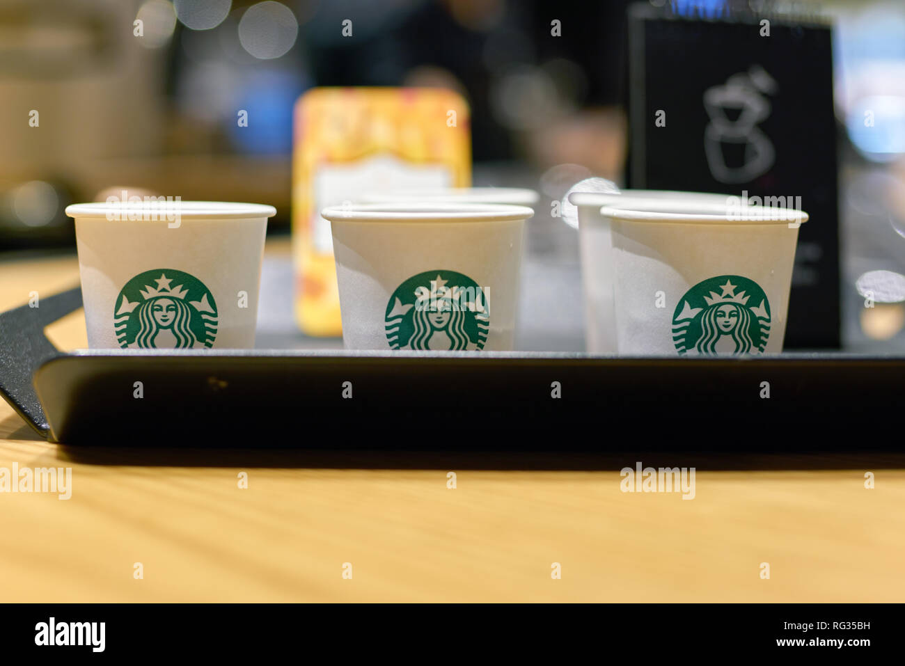 SEOUL, SOUTH KOREA - CIRCA MAY, 2017: a tray of samples on a table in ...