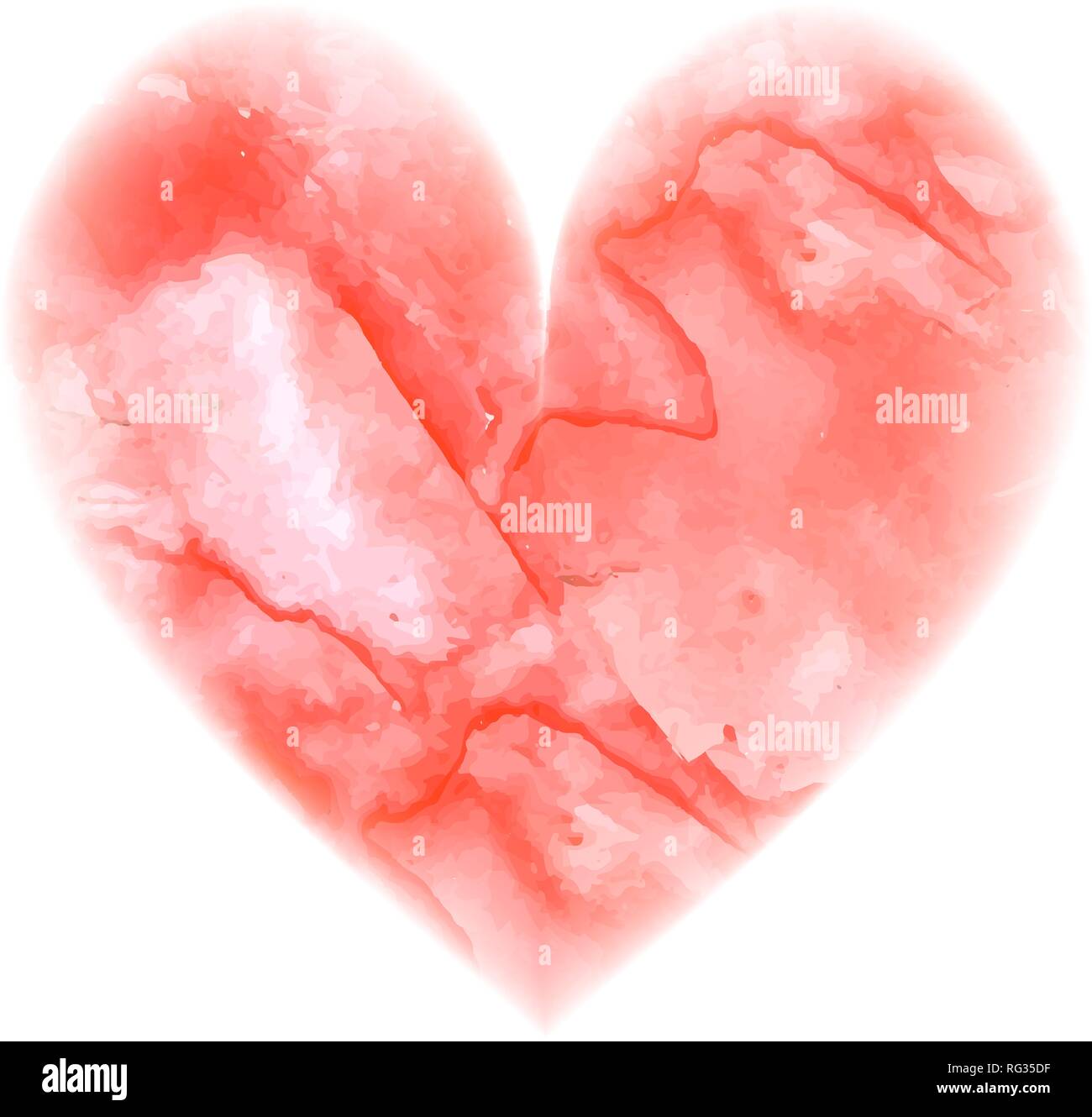 Watercolor painted red heart, element for your design. Painting of the ...