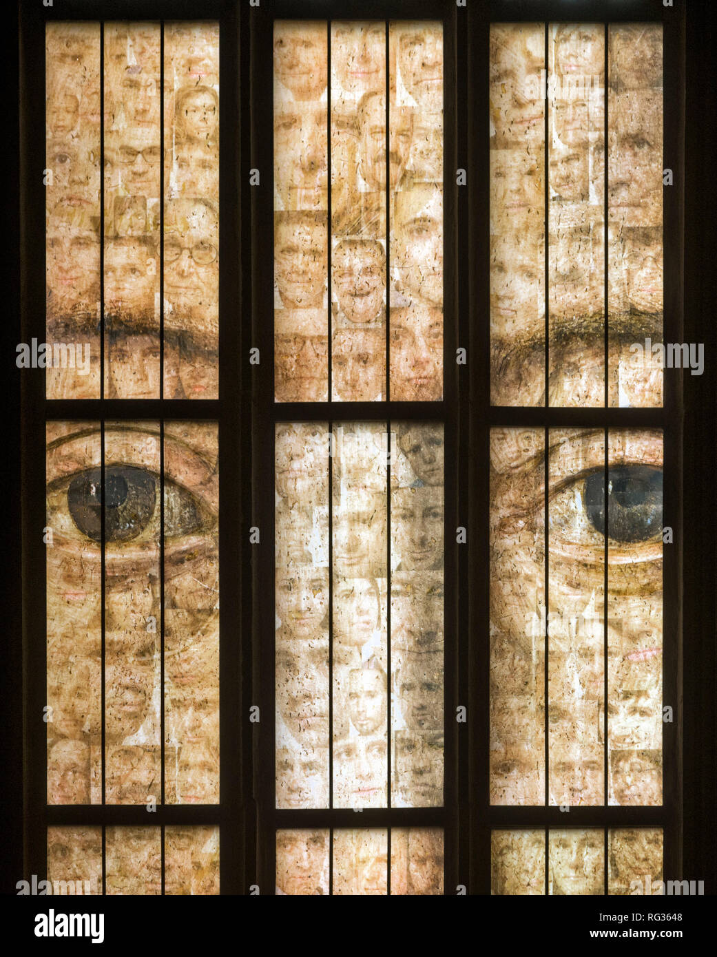The stained glass window of one hundred faces by Véronique Ellena and ...