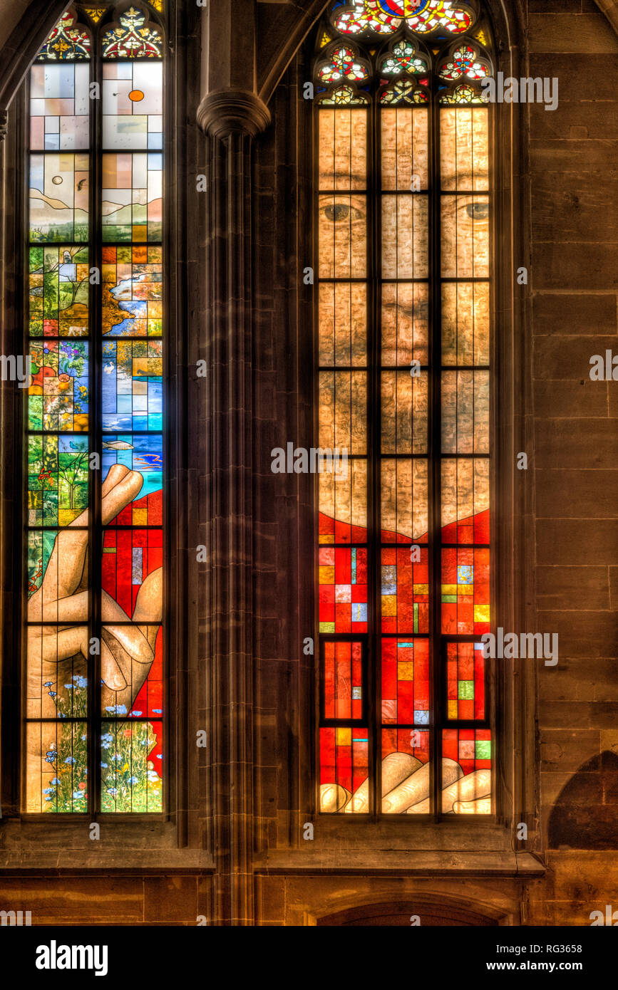 The stained glass window of one hundred faces by Véronique Ellena and ...