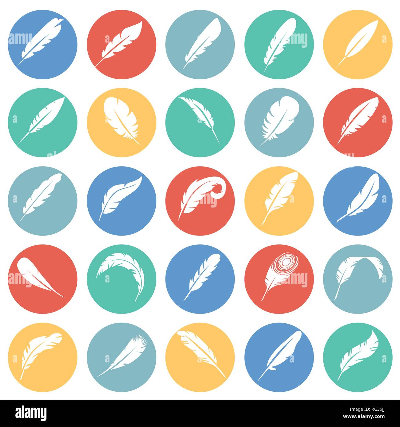 Feather icons set on color circles background for graphic and web ...
