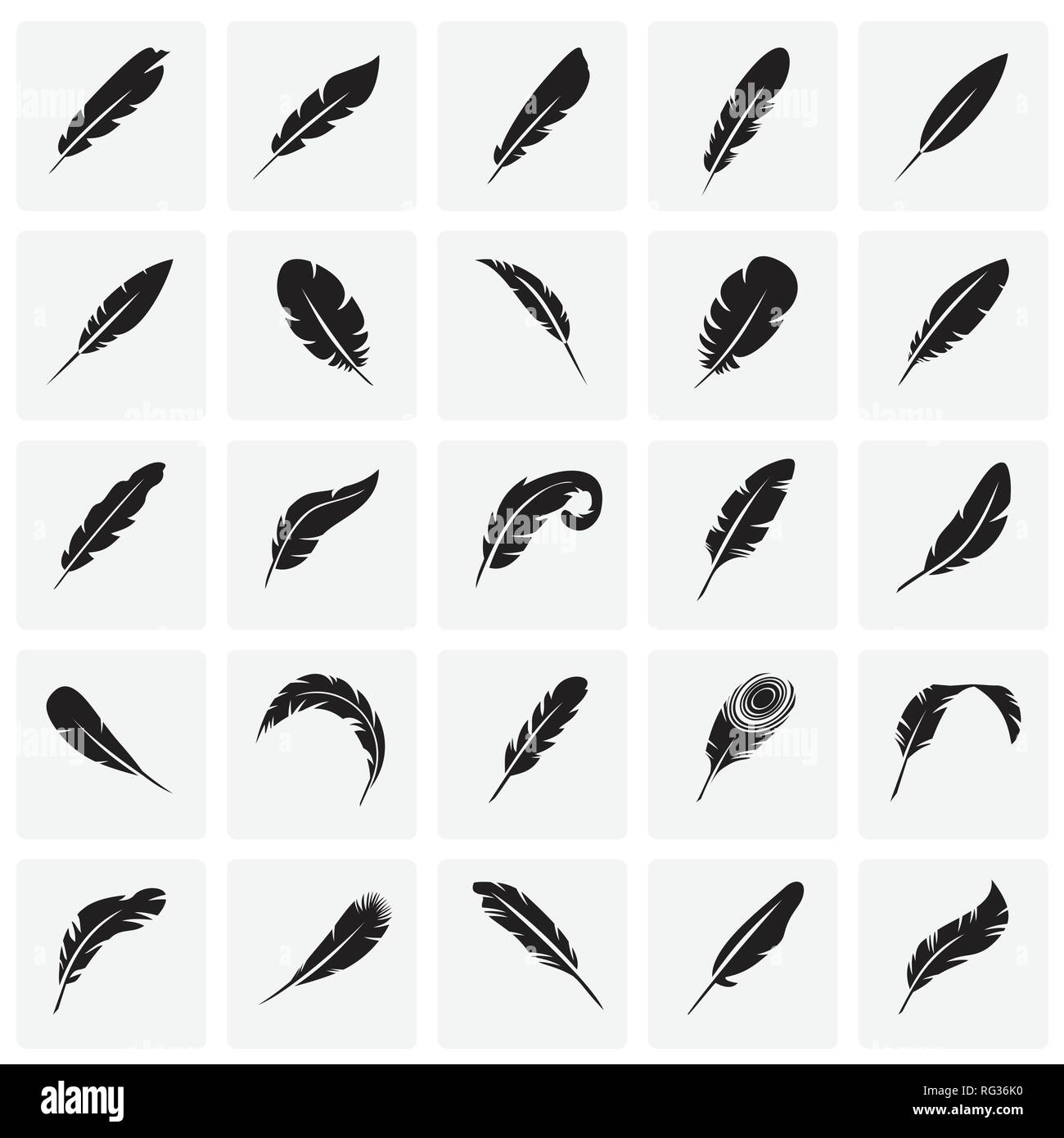 Feather icons set on squares background for graphic and web design ...