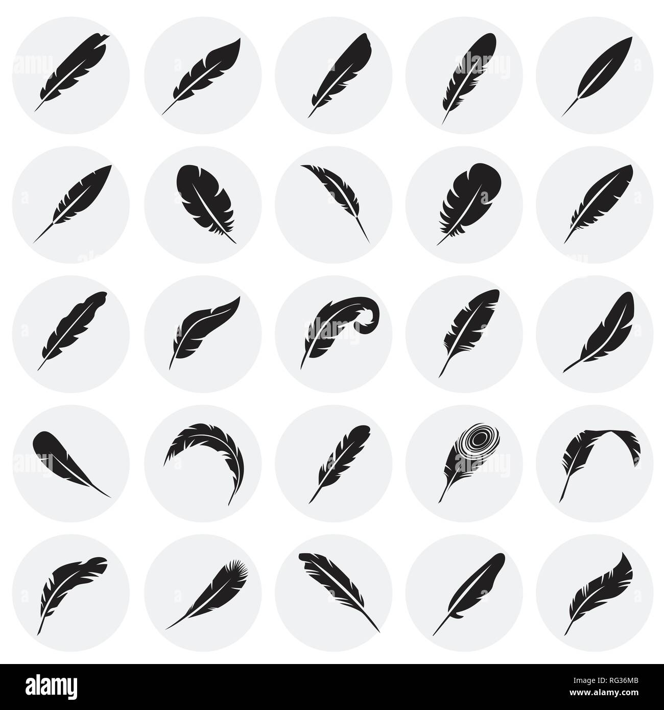 Feather icons set on circles background for graphic and web design ...