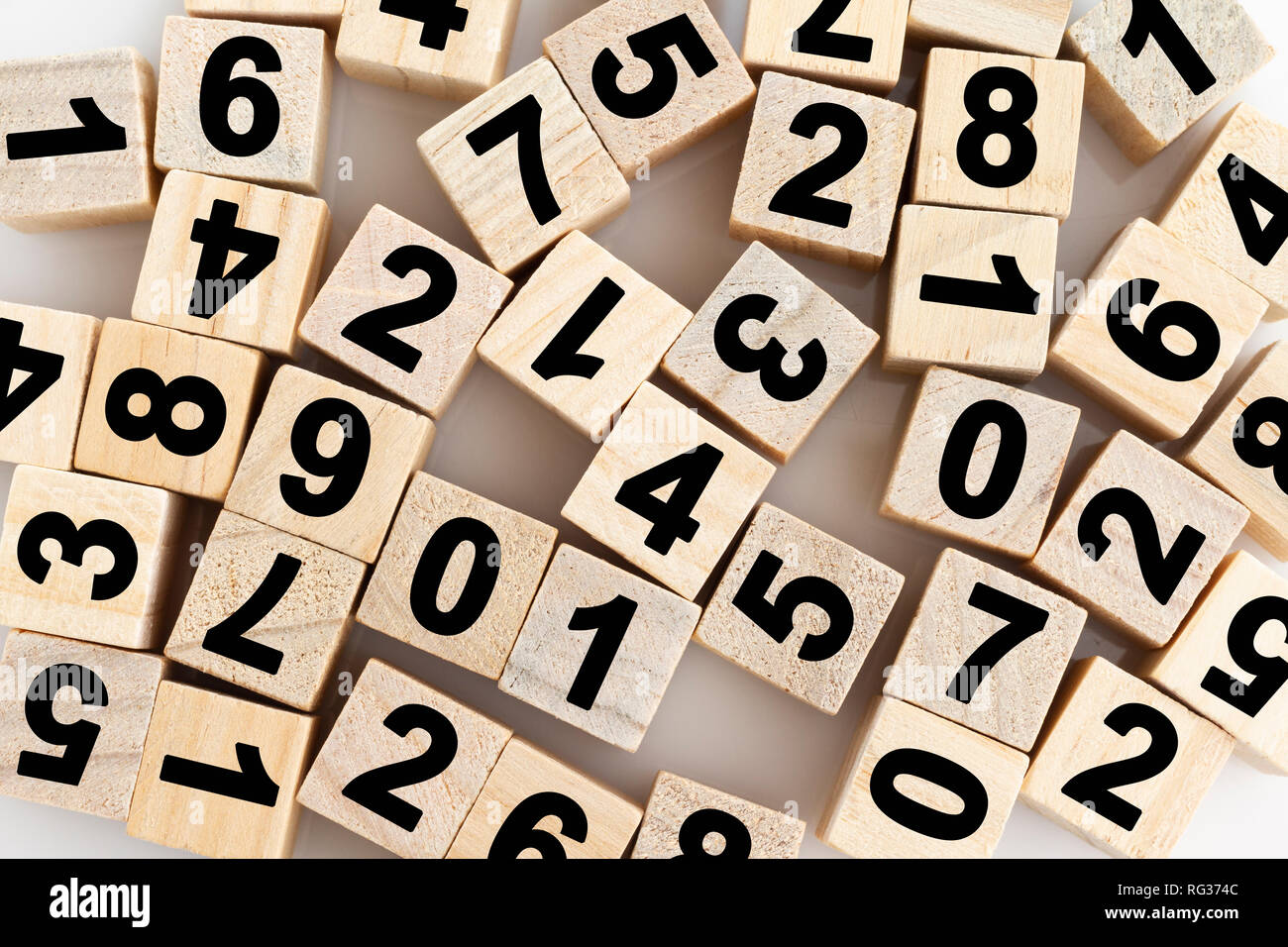 wooden blocks with numbers on white background Stock Photo - Alamy
