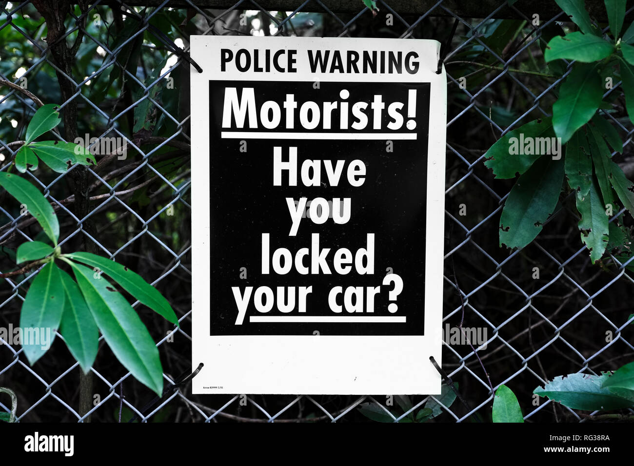Motorists locked car security police warning Stock Photo - Alamy