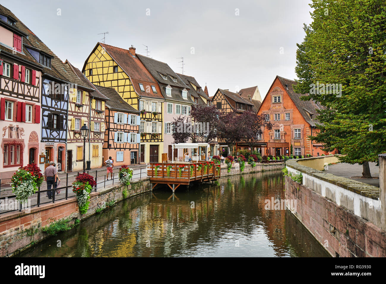 Streets of Colmar with it's medieval traditional houses, France Stock ...