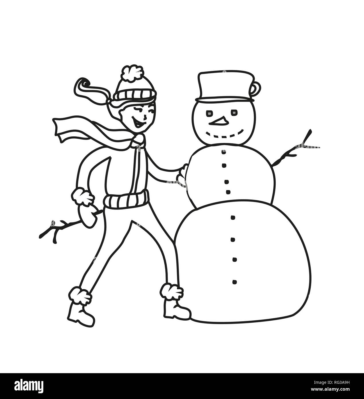 Snowman child Black and White Stock Photos & Images - Alamy