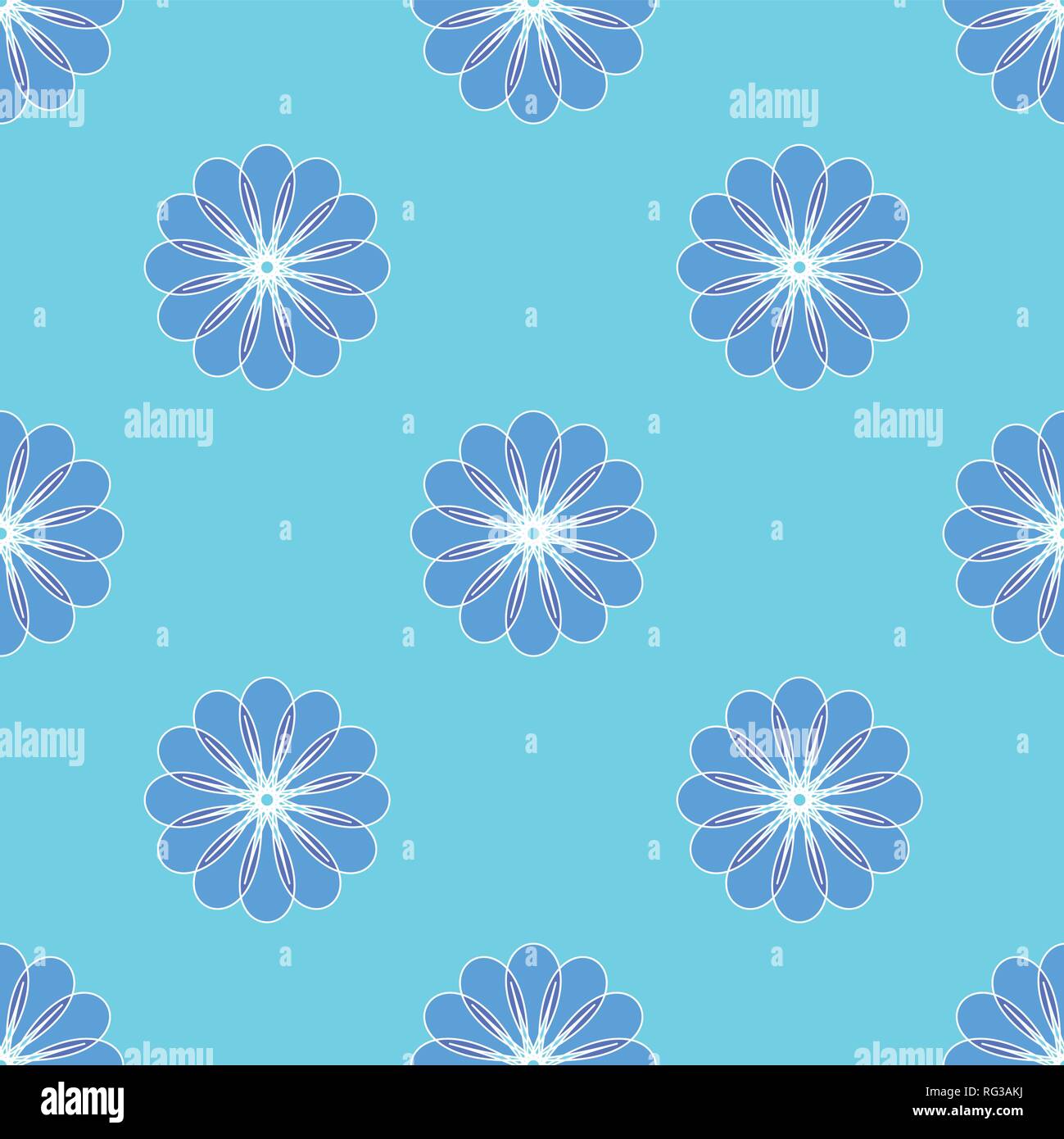 Abstract floral pattern on the cyan background Stock Vector Image & Art ...