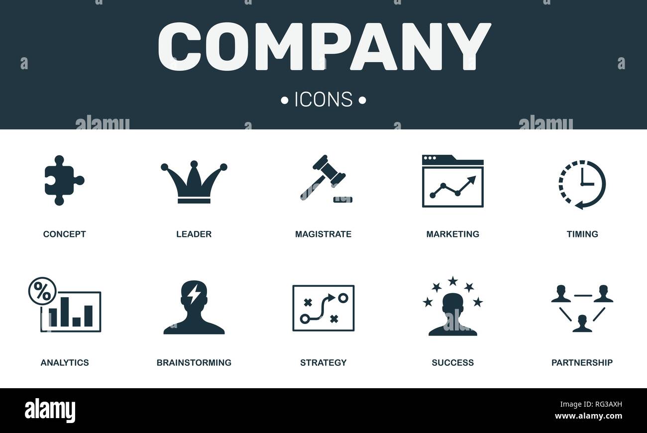 Company set icons collection. Includes simple elements such as Leader ...